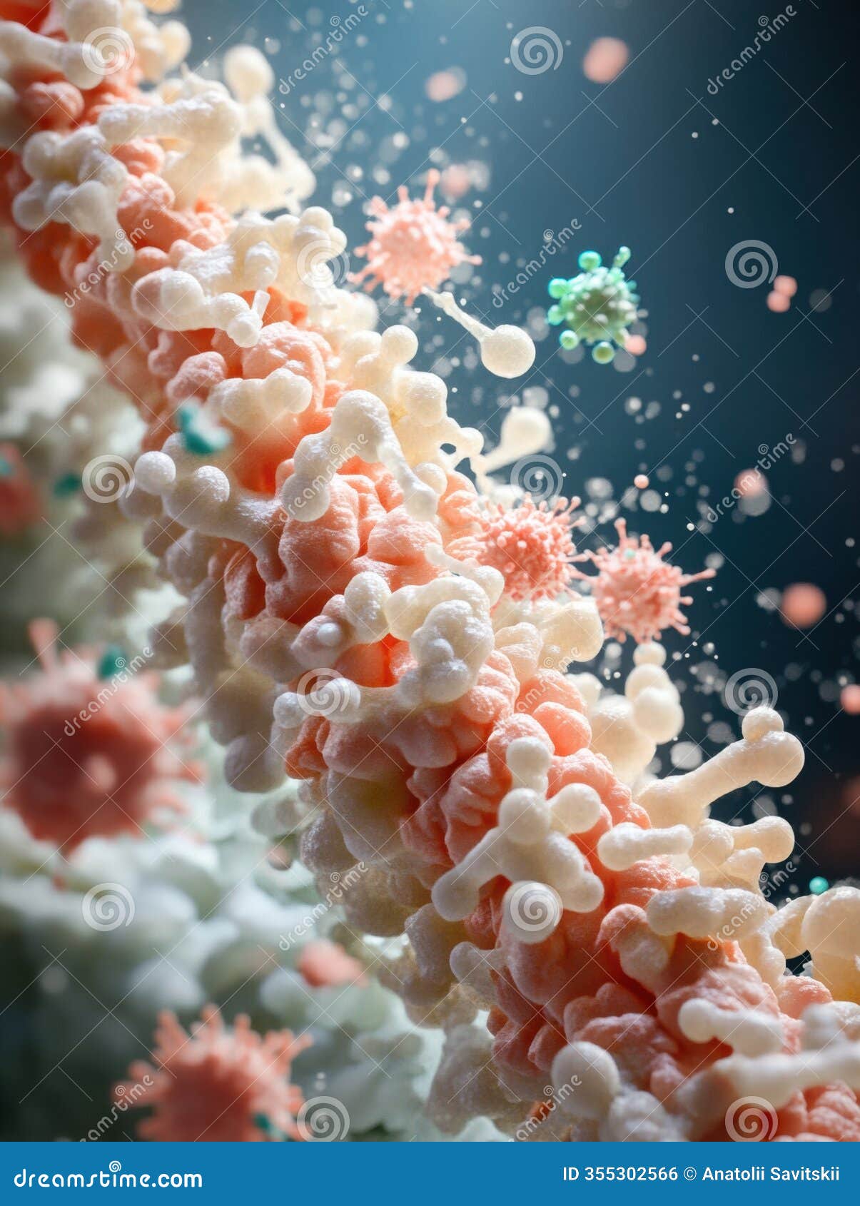 Molecular RNA Chain Surrounded by Viruses in an Intricate Biological ...