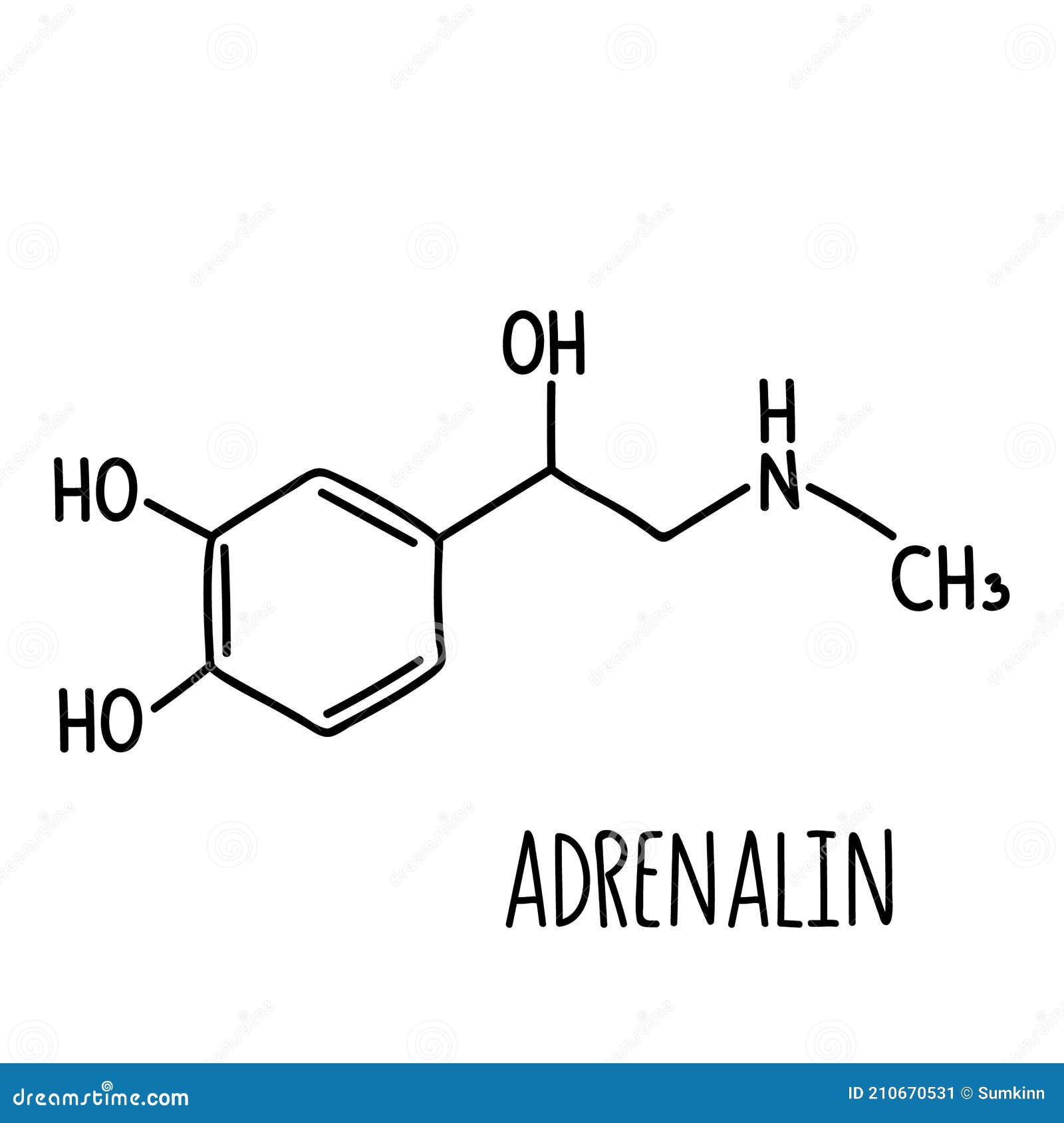 Adrenalin Chemical Formula With Liquid Fluid Shapes On White Background ...