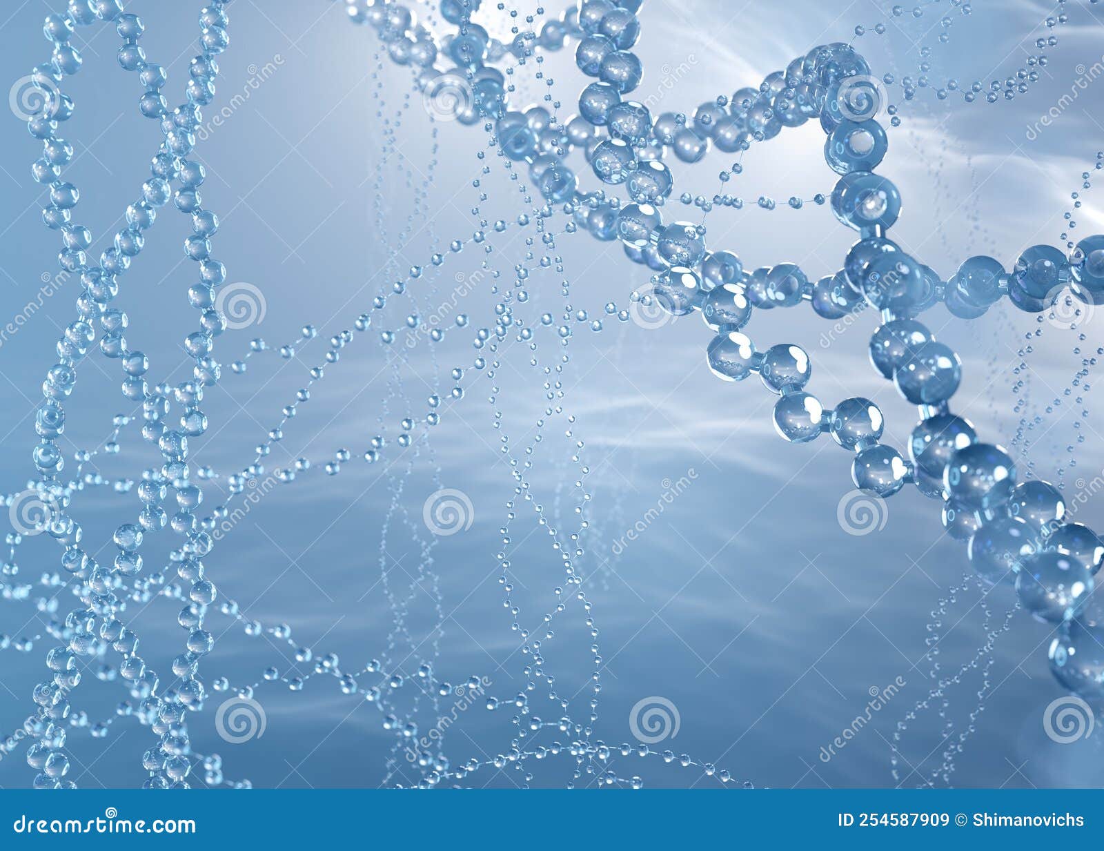 Molecular Structural Spirals of Collagen, 3d Rendering, Abstract Atoms ...