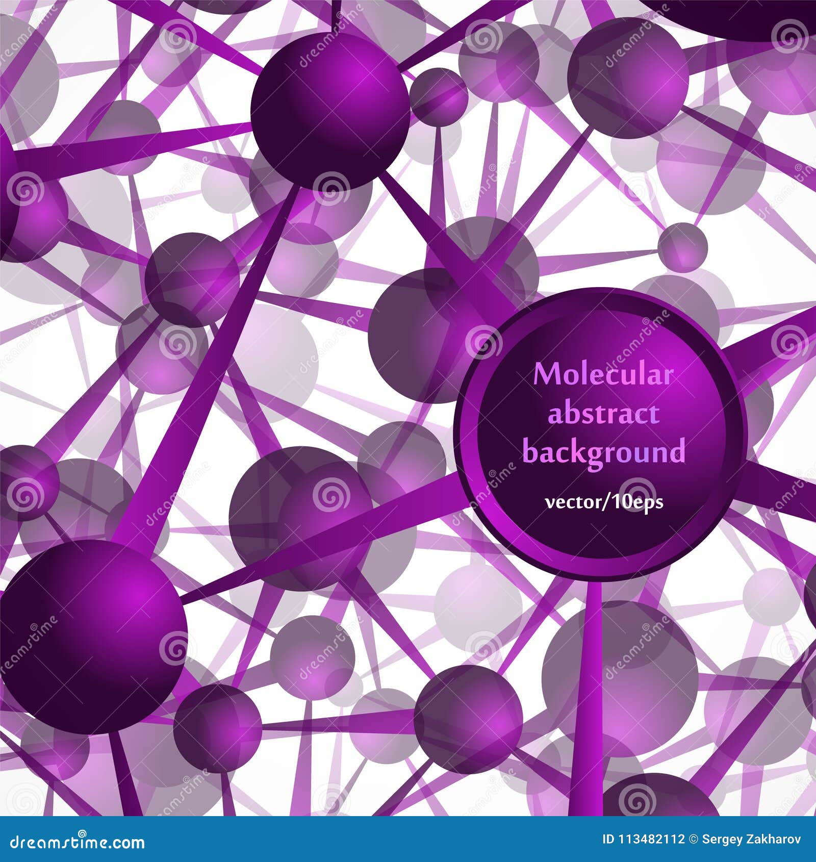 The Molecular Structure, the Atoms. Abstract Background in Purple Tones ...