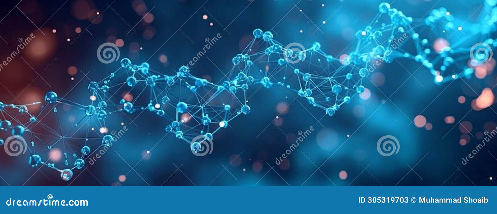 Molecular Structure Background DNA Molecules, Hexagons, Wave Flow ...