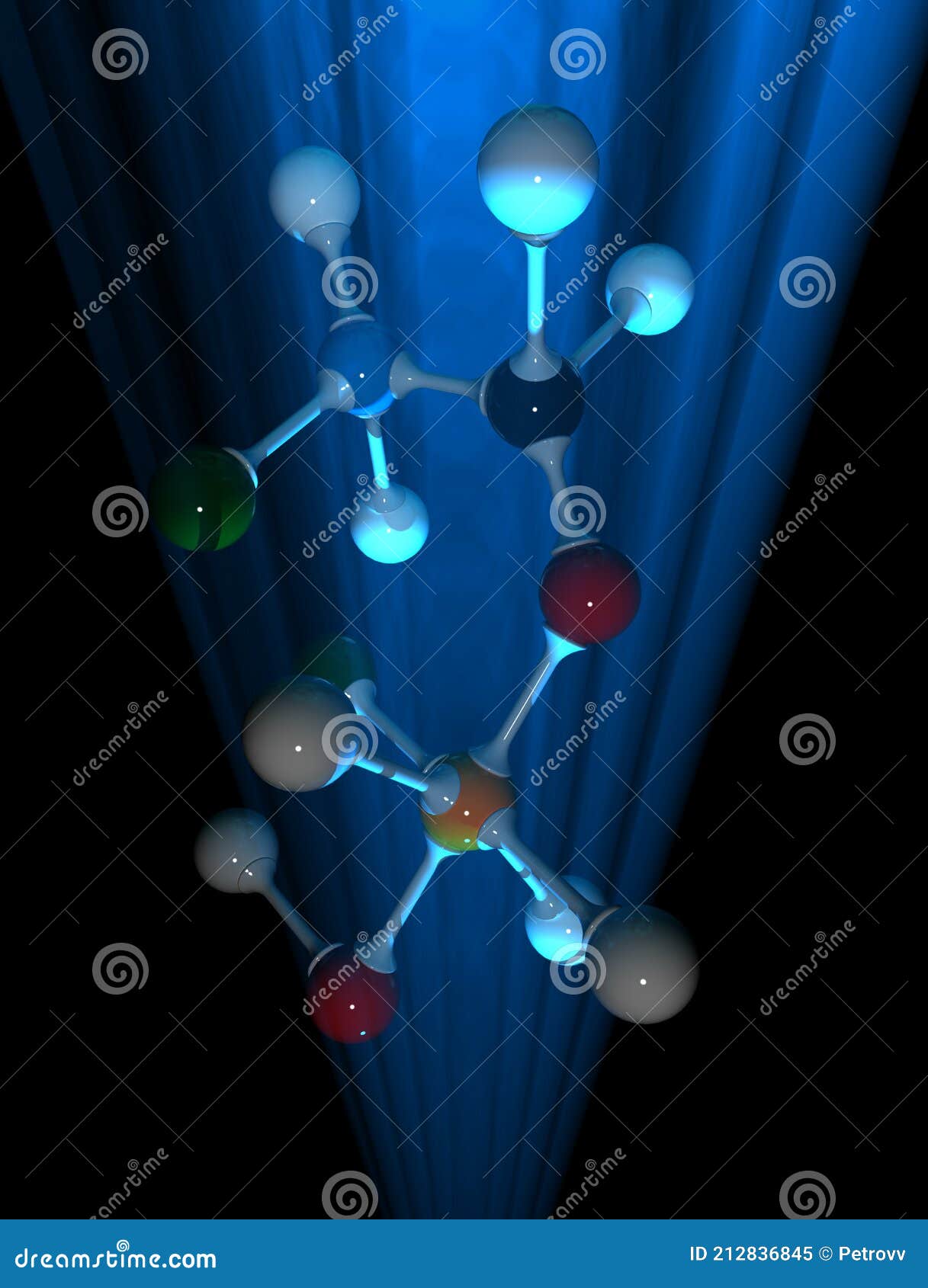 Molecular Structure in Blue Light Rays Stock Illustration ...