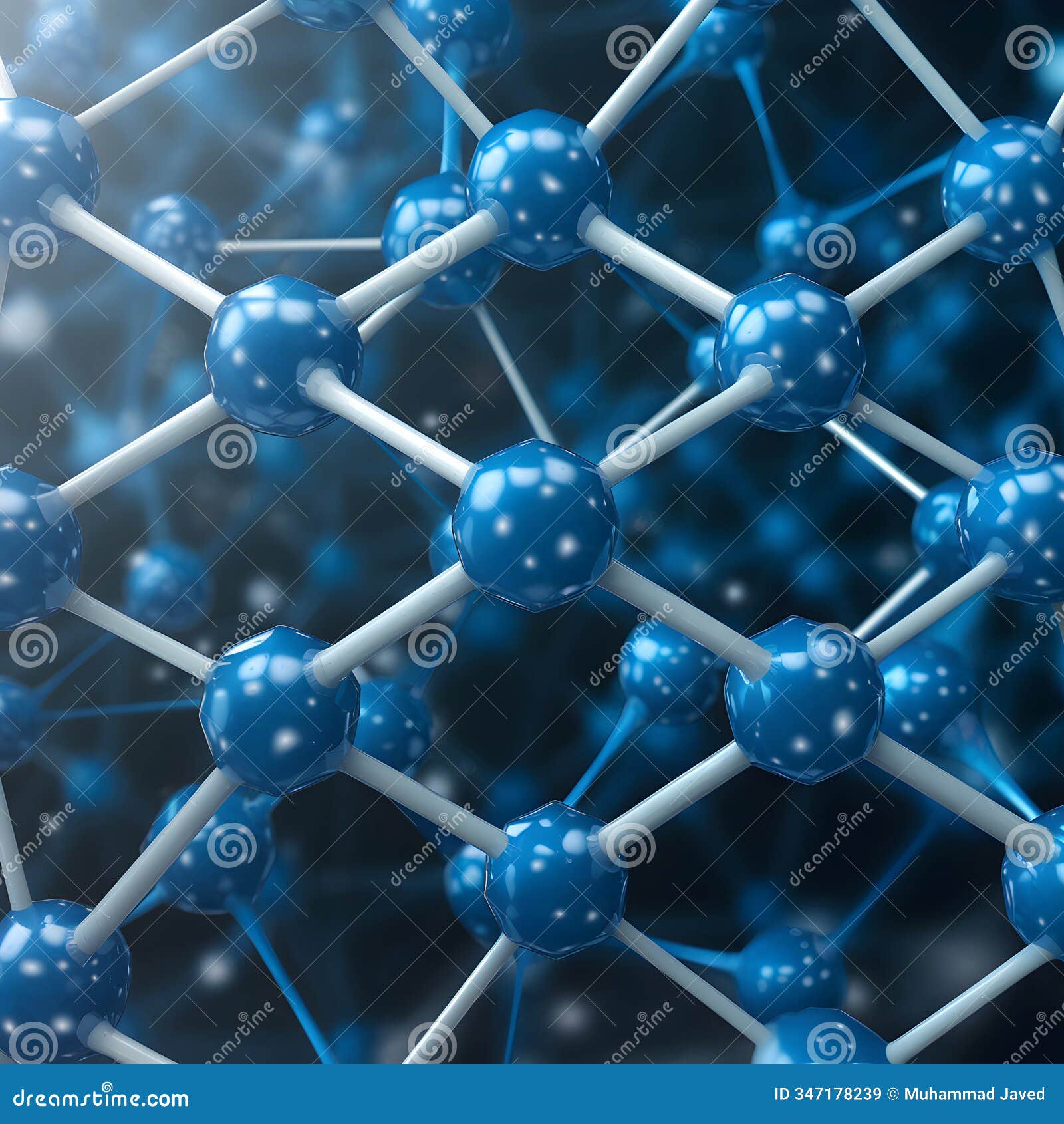 Molecular Structure with Blue Nodes, Creating a Scientific Theme of ...