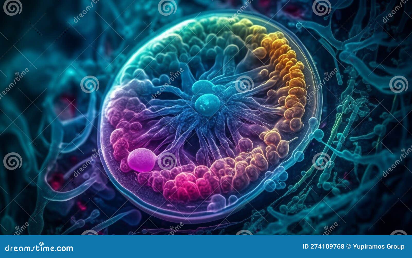 Molecular Structure of Cancer Cell Under Magnification Generated by AI ...