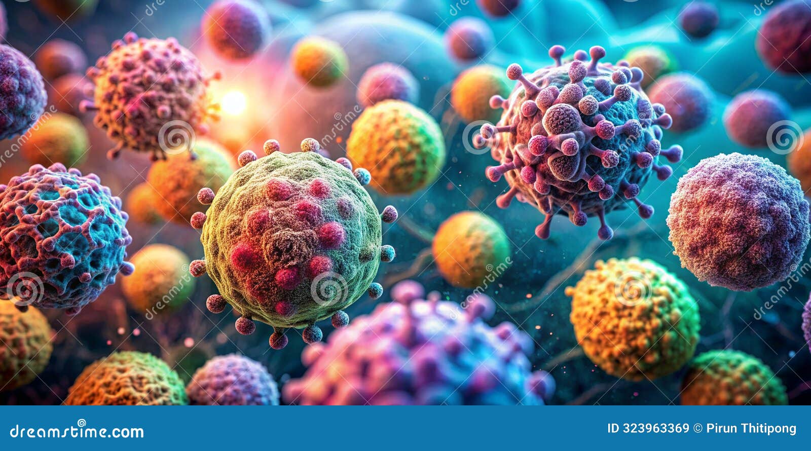 Molecular Structure of Cancer Cells Under Microscope Realistic Macro ...