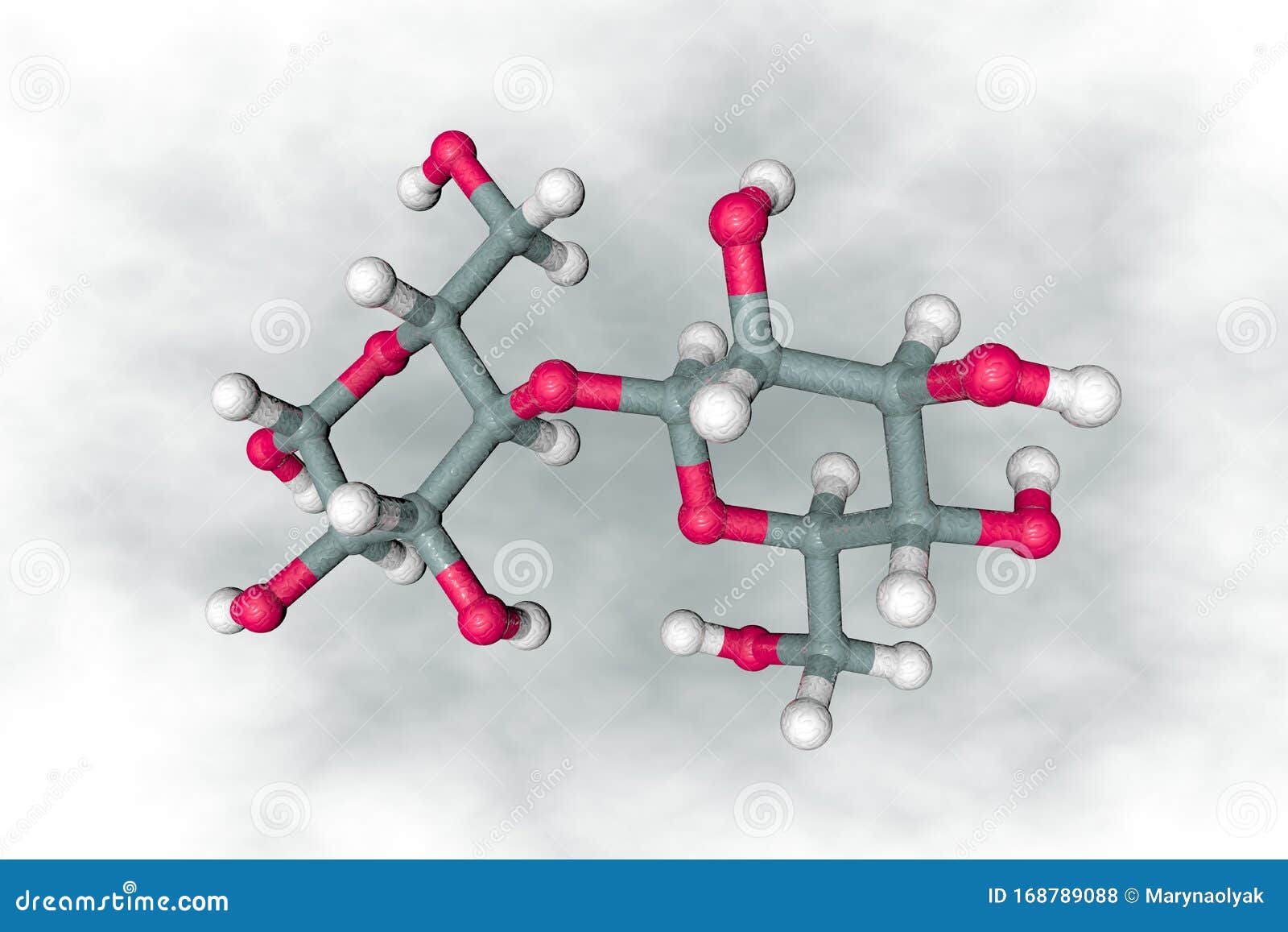 Molecular Structure of Cellobiose. Atoms are Represented As Spheres ...