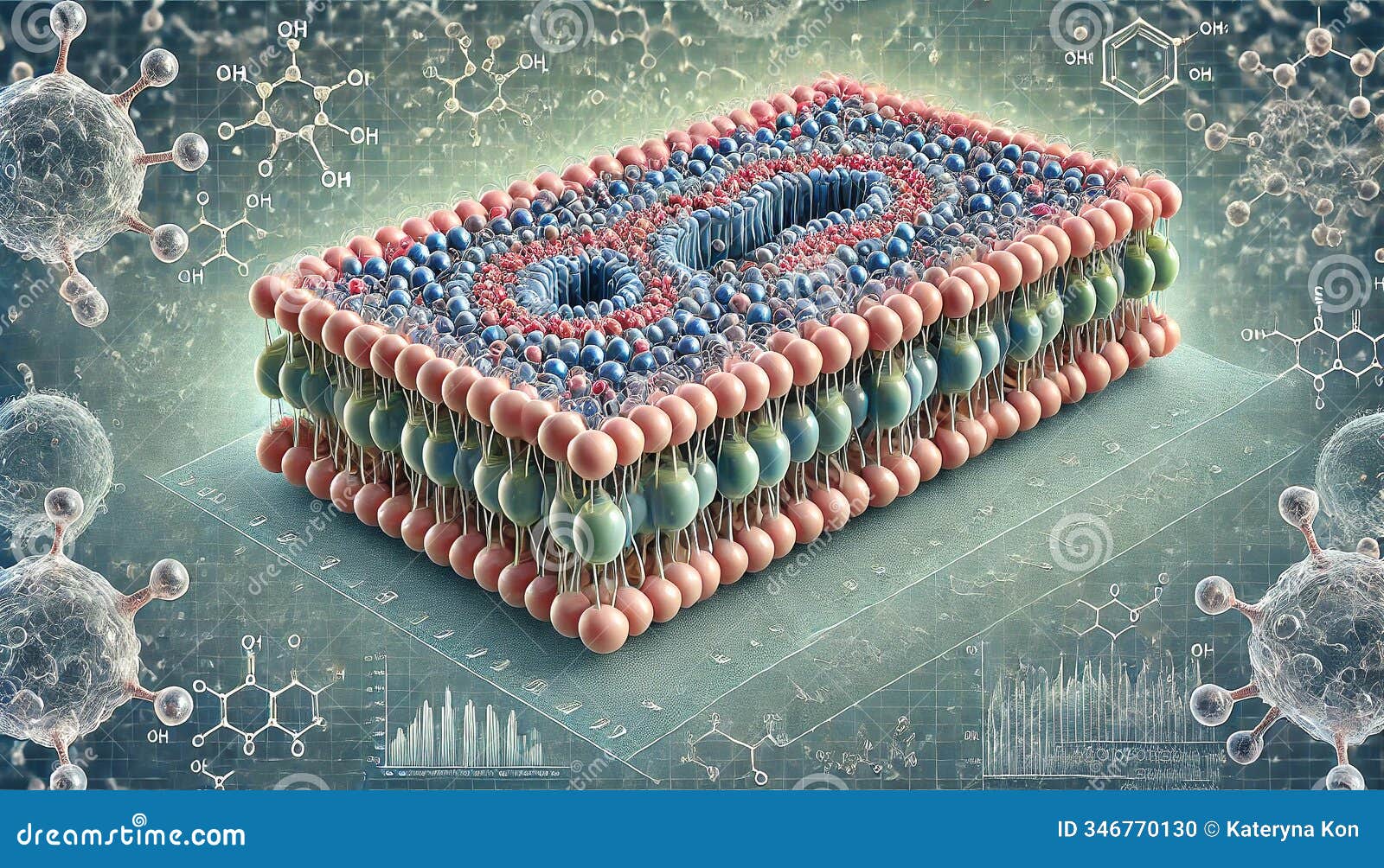 Molecular Structure of a Cellular Membrane, Showcasing Lipid Bilayers ...