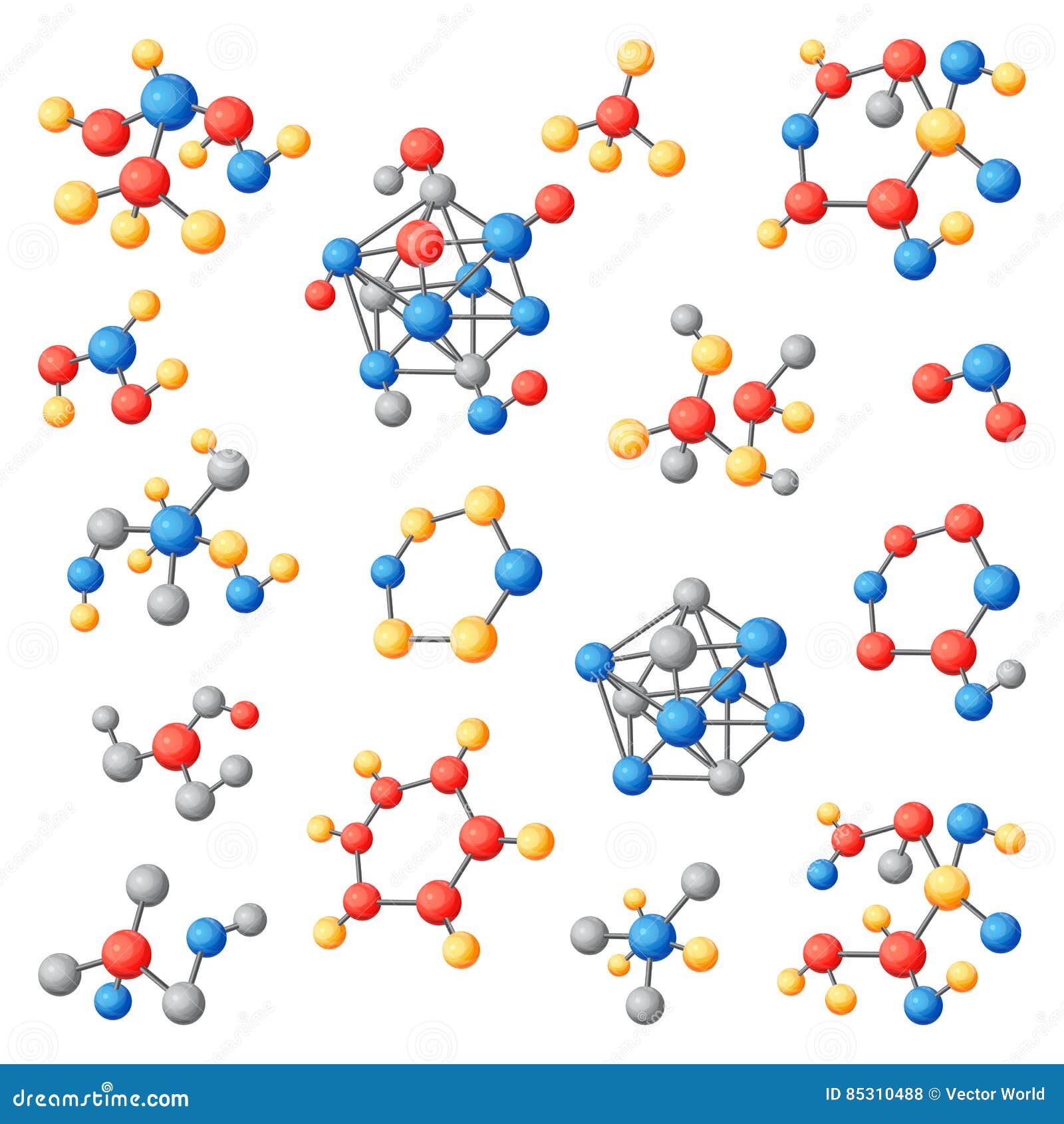 Molecular Structure Chemical Atoms Vector Set. Stock Vector ...