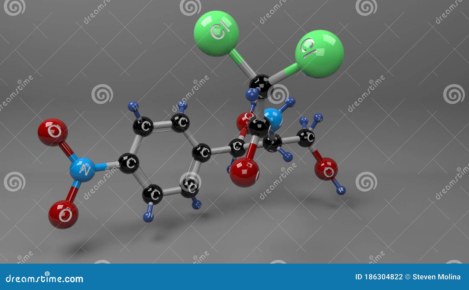 Chloramphenicol Molecule Structure Illustration. Stock Illustration ...