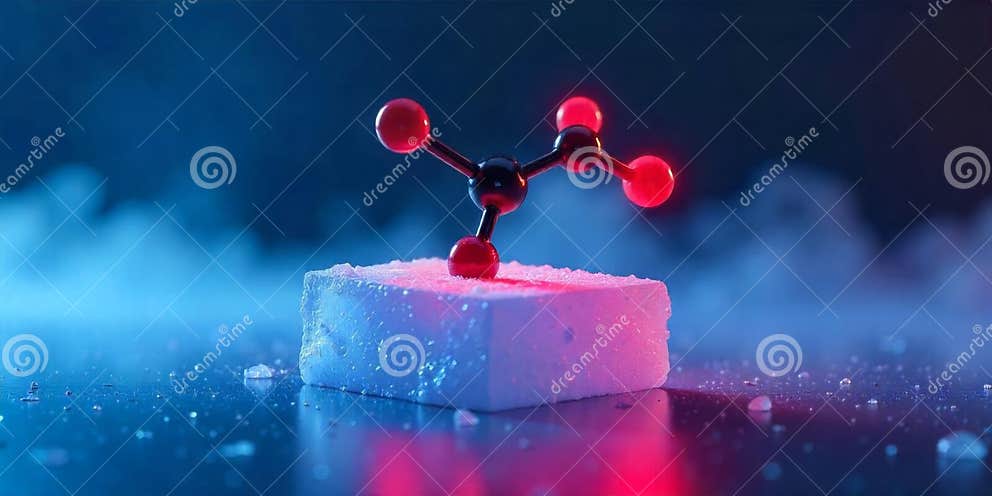 Molecular Structure of a Compound Displayed on a Sugar Cube in a Dimly ...