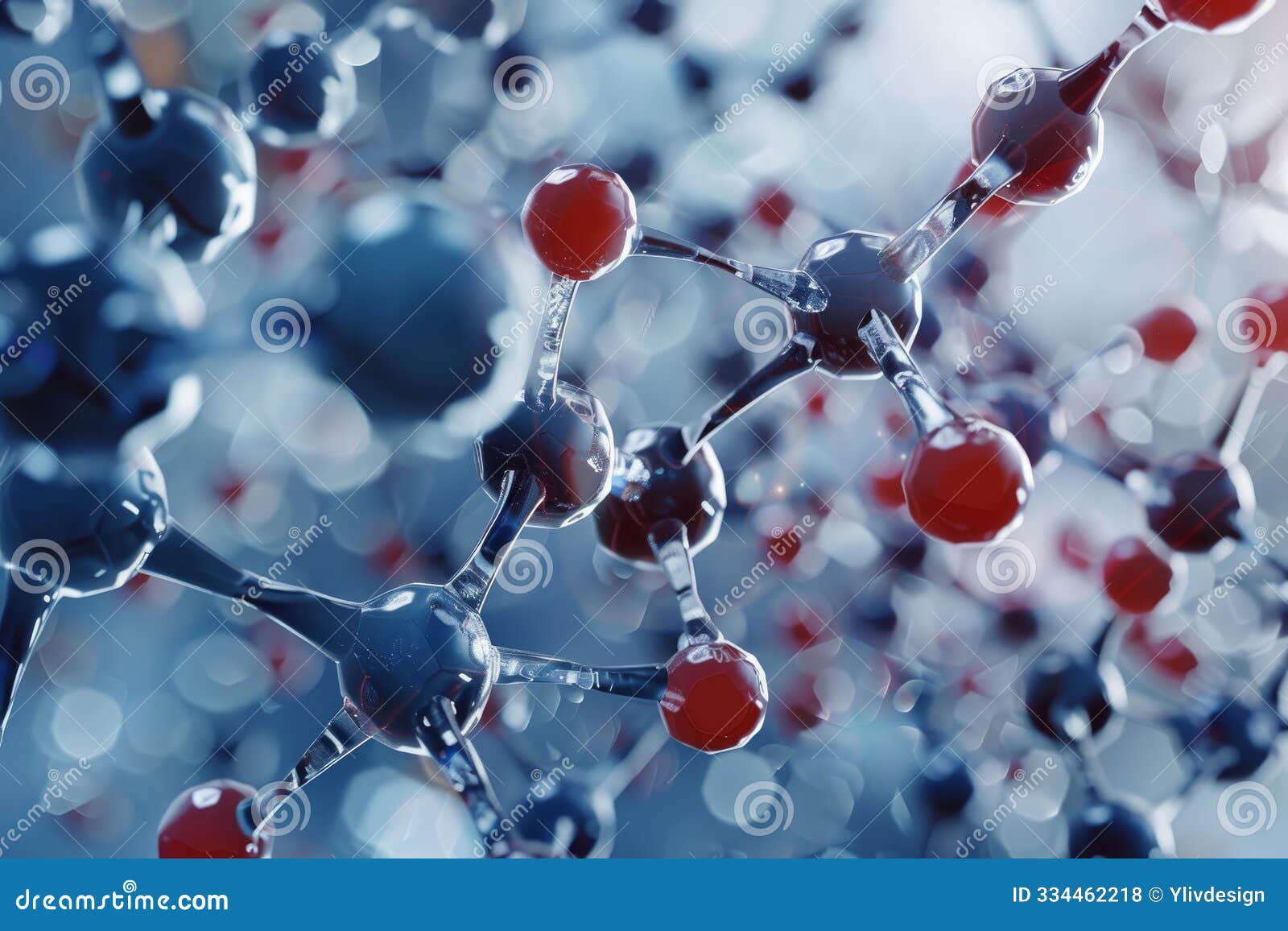 Molecular Structure Connecting Red and Blue Atoms Forming Bonds Stock ...