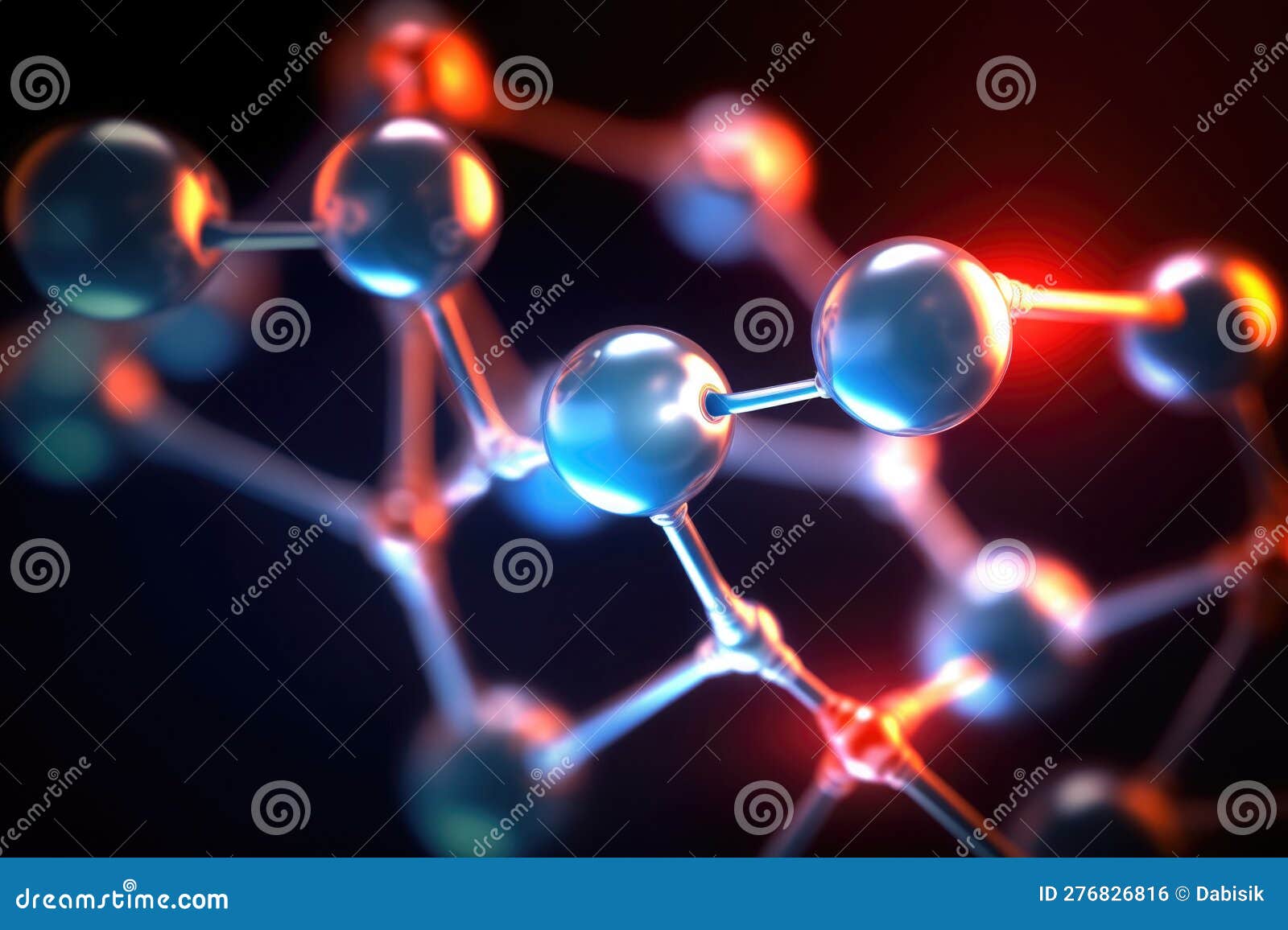 Molecular Structure with Connections between Atoms. Generative AI Stock ...