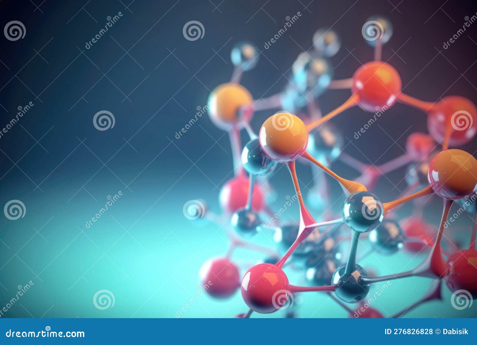 Molecular Structure with Connections between Atoms. Generative AI Stock ...