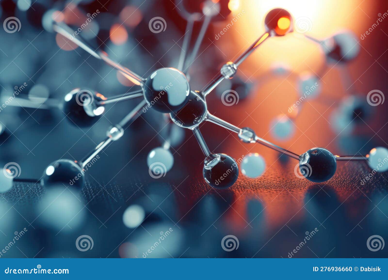 Molecular Structure with Connections between Atoms. Generative AI Stock ...