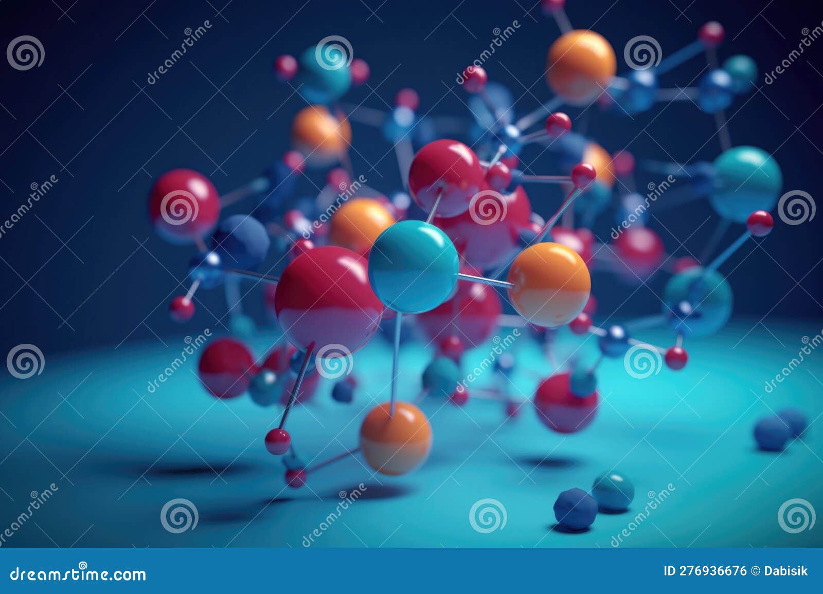 Molecular Structure with Connections between Atoms. Generative AI Stock ...