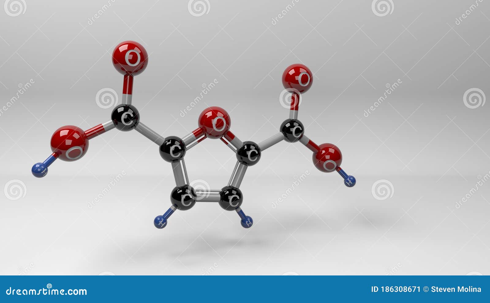 Furandicarboxylic Acid Molecule 3D Illustration. Stock Illustration ...