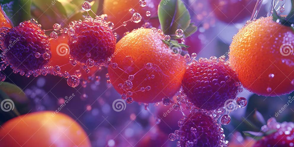 Molecular Structure Graphics of Fruit Juice with Luminous Details Stock ...