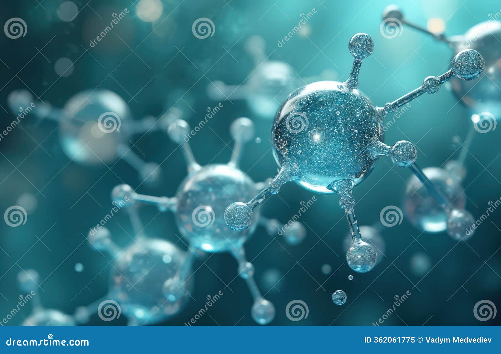 Molecular Structure H2O for Eco Energy Research Concept. Hydrogen ...