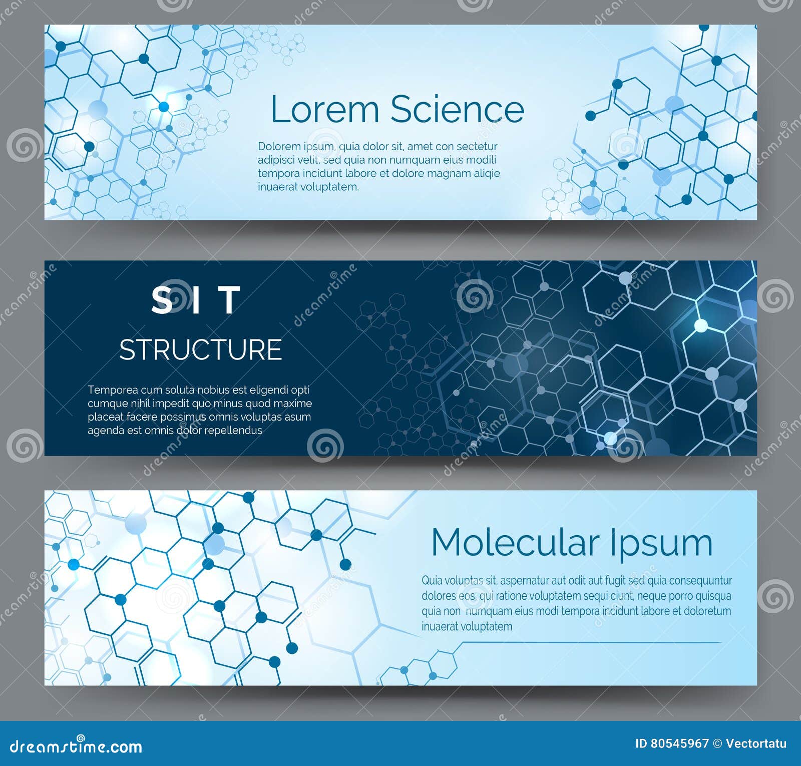 Big Banners Set, Science Backgrounds, Molecule And Vector Illustration ...