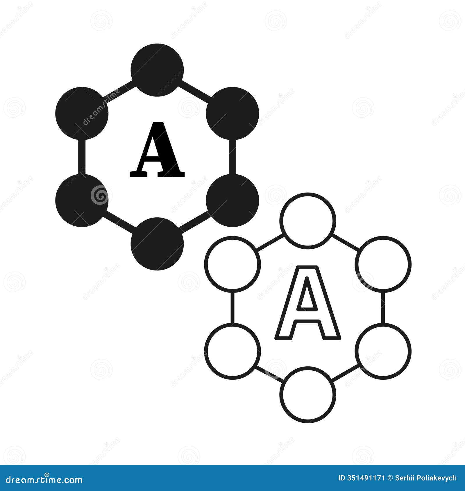 Molecular Structure Icon. Hexagonal Atom Design. Connected Dots Graphic ...