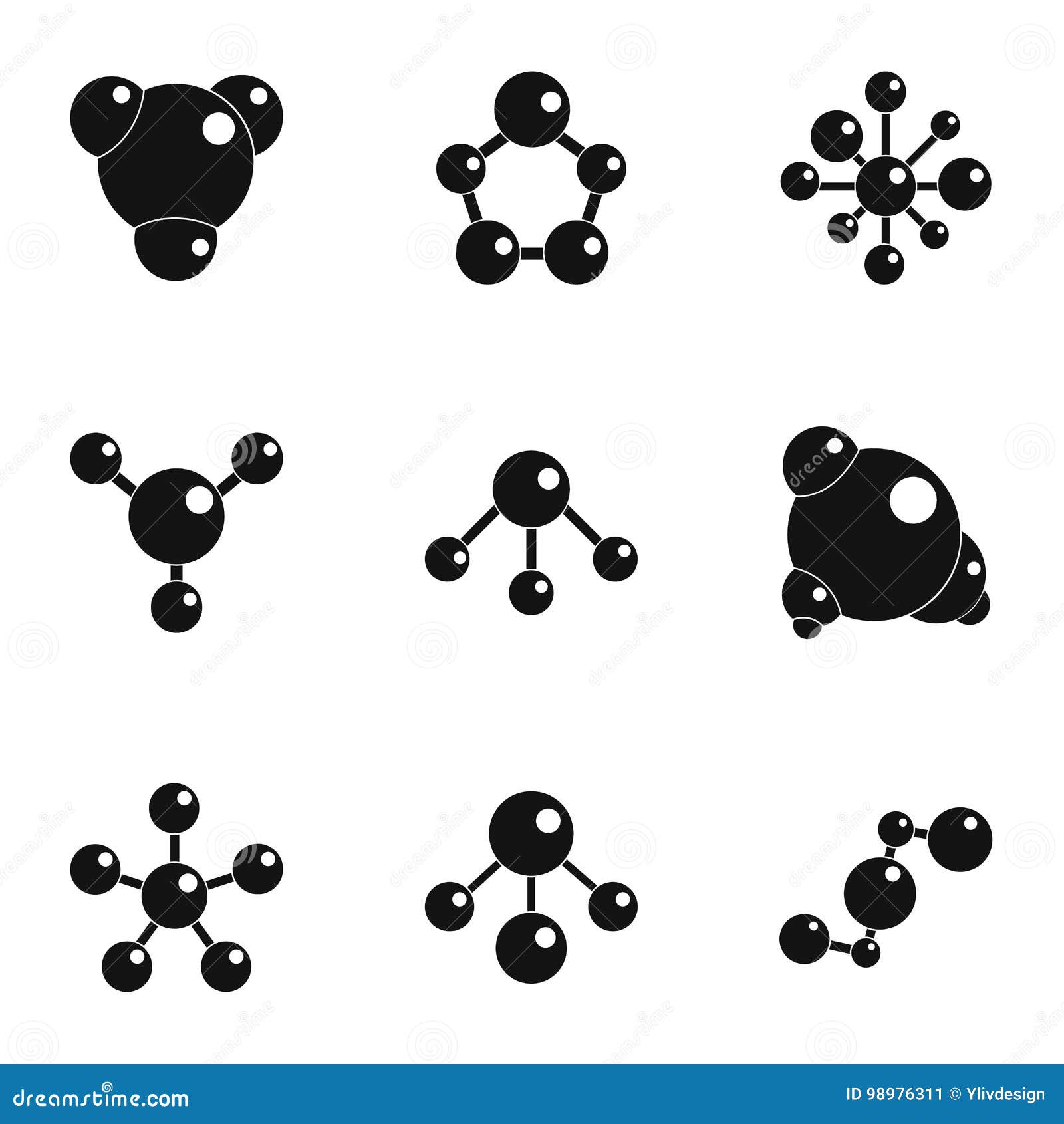 Molecular Structure Icons Set, Simple Style Stock Vector - Illustration ...