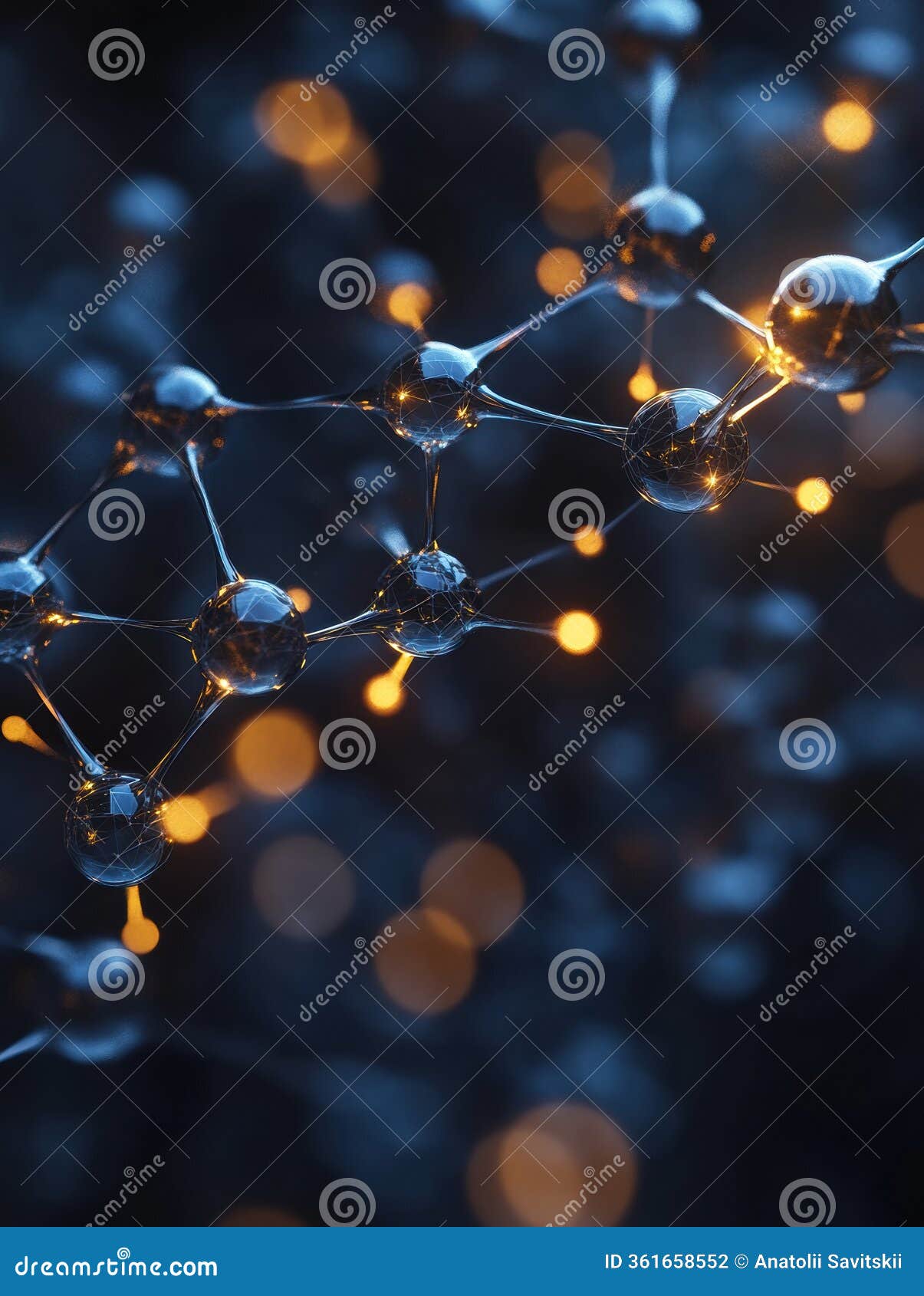 Molecular Structure Illuminated by Glowing Particles at Night in a ...