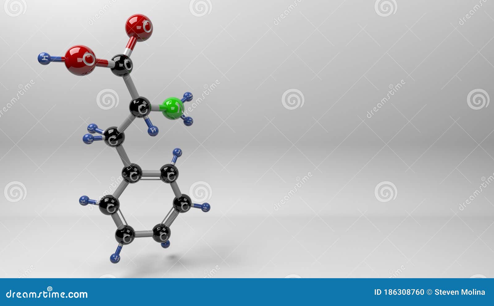 Phenylalanine Molecule 3D Illustration. Stock Illustration ...