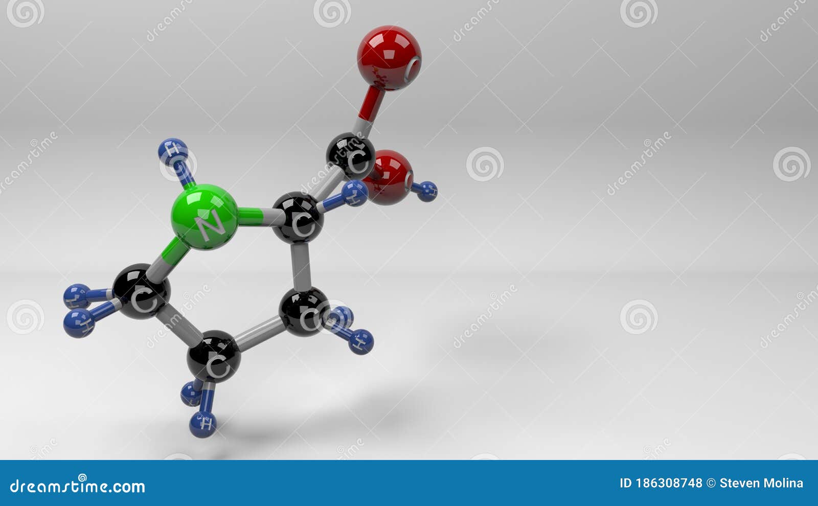 Proline Molecule, Proteinogenic Amino Acid, Molecular Structure ...
