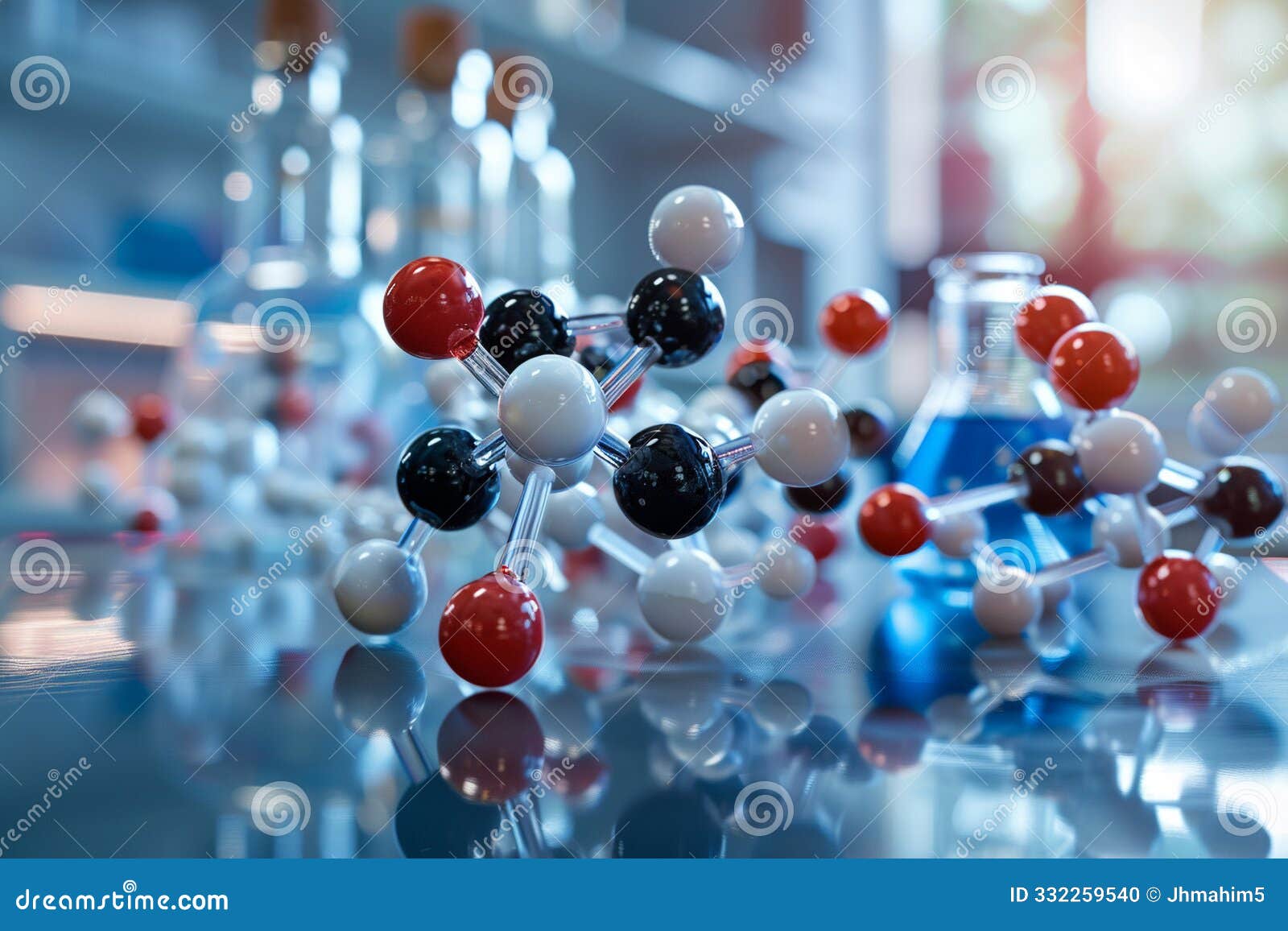 Molecular Structure on a Lab Table Stock Illustration - Illustration of ...