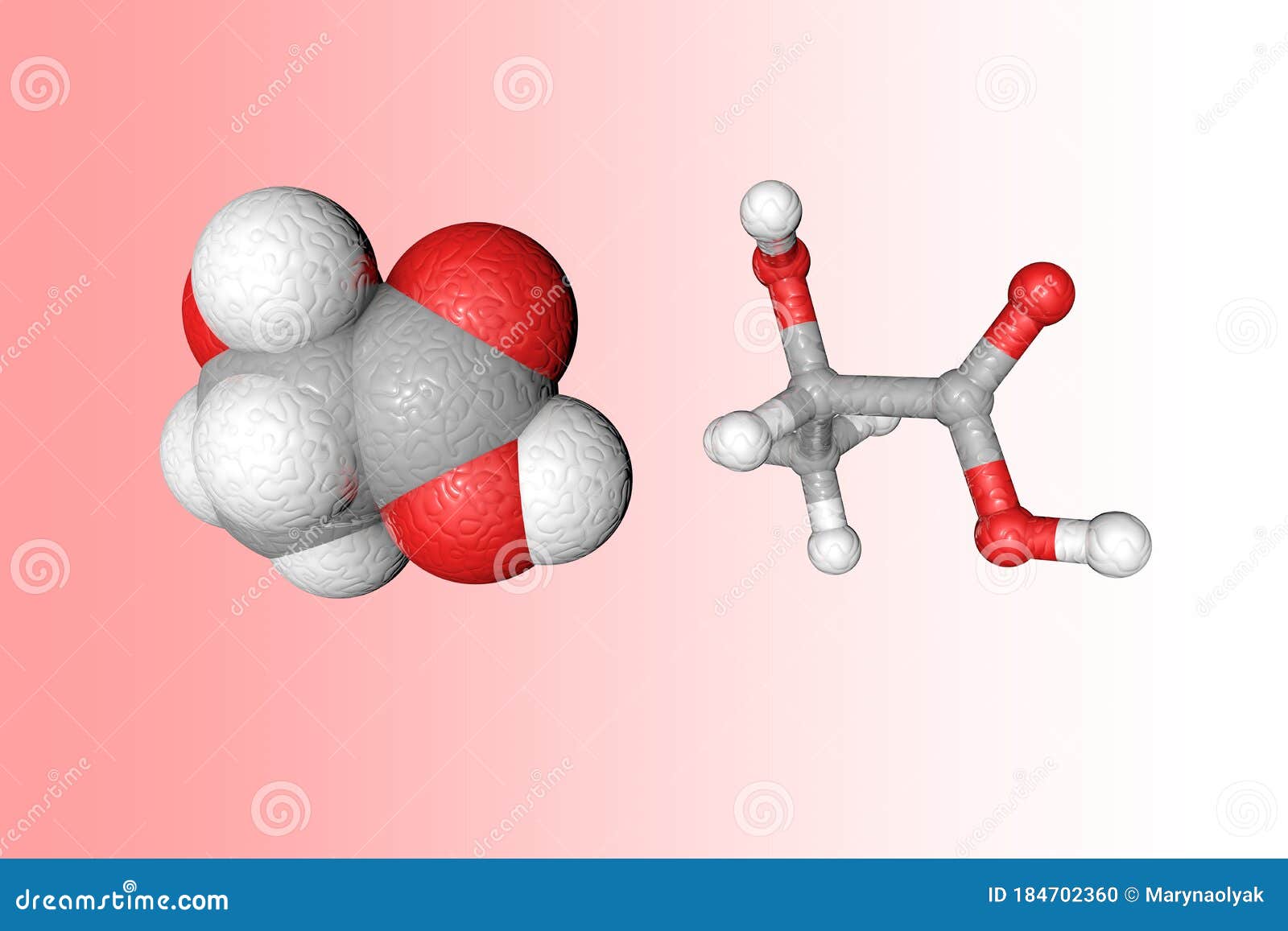 Molecular Structure of Lactic Acid. Atoms are Represented As Spheres ...