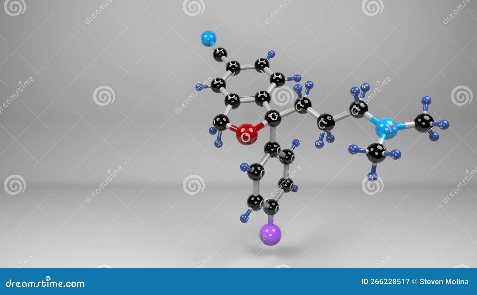 Escitalopram Molecule 3D Render Illustration. Stock Illustration ...