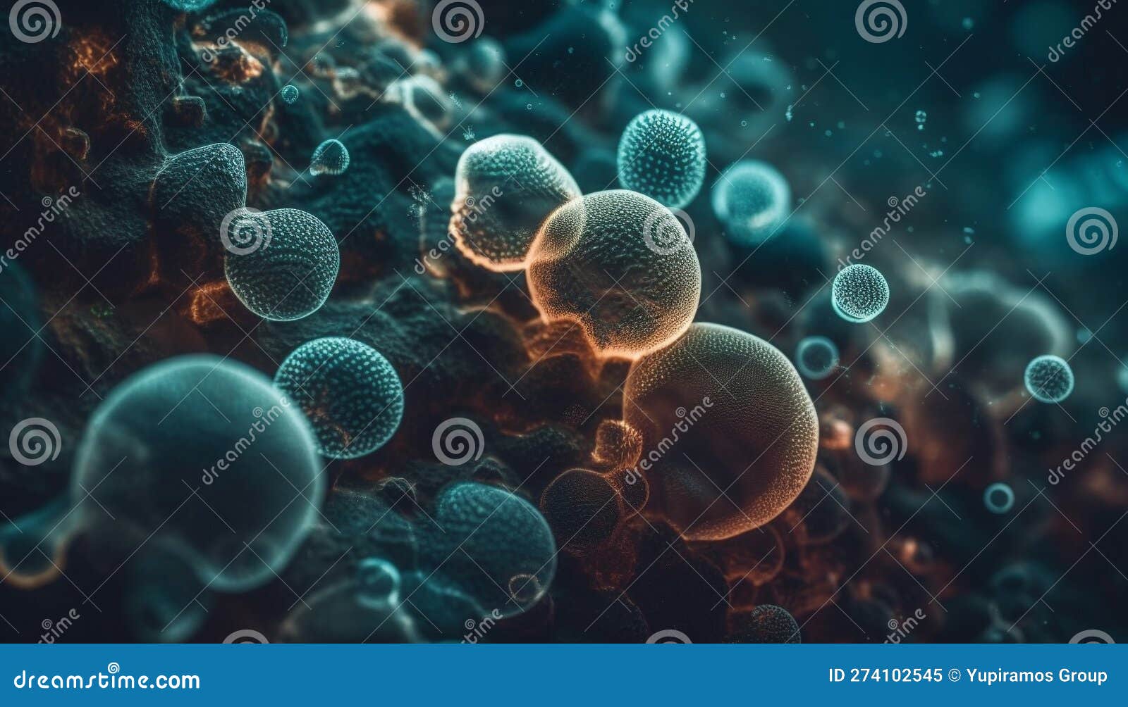 Molecular Structure Magnified Cancer Cell Grows Generated by AI Stock ...