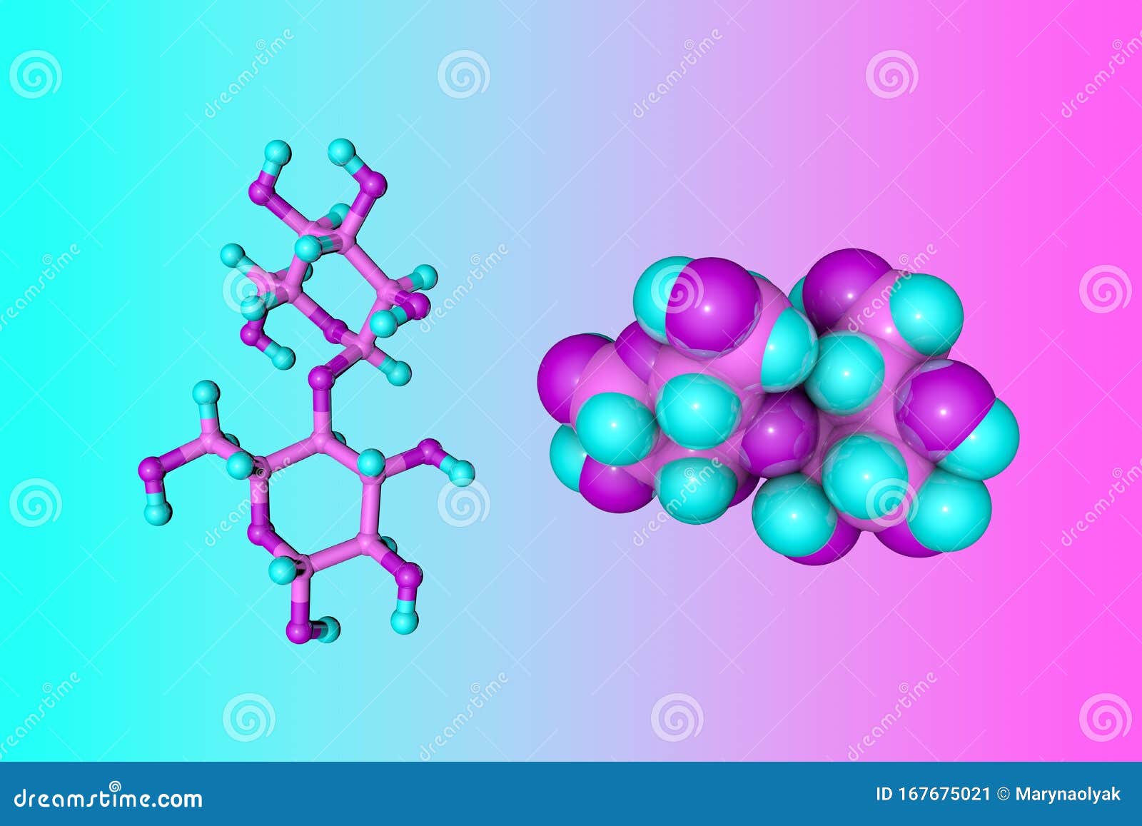 Maltose, Disaccharide, Malt Sugar. Molecular Structure 3d Rendering ...
