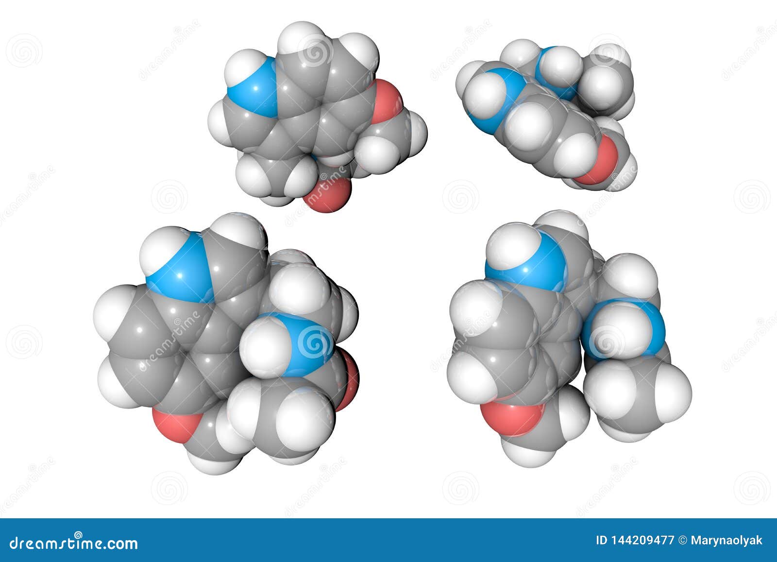Molecular Structure of Melatonin. Atoms are Represented As Spheres with ...