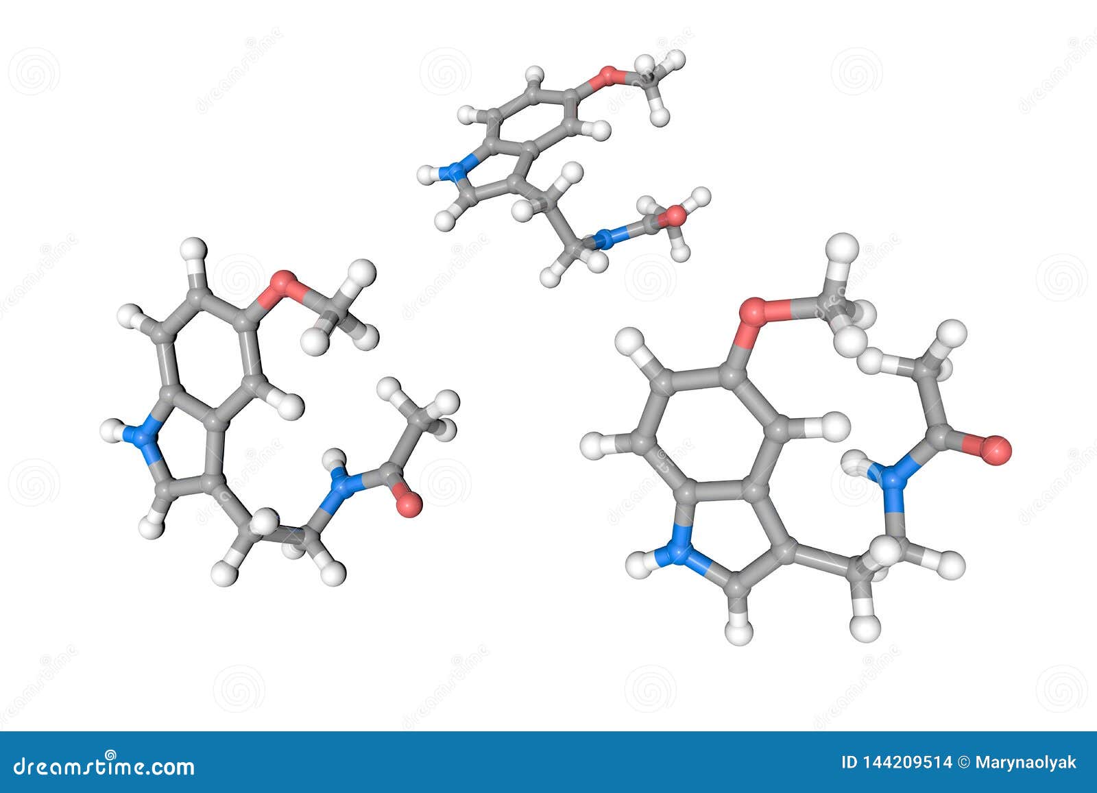 Molecular Structure of Melatonin. Atoms are Represented As Spheres with ...