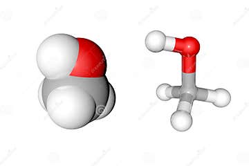 Molecular Structure of Methanol or Methyl Alcohol. Atoms are ...