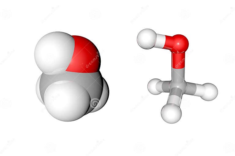 Molecular Structure of Methanol or Methyl Alcohol. Atoms are ...