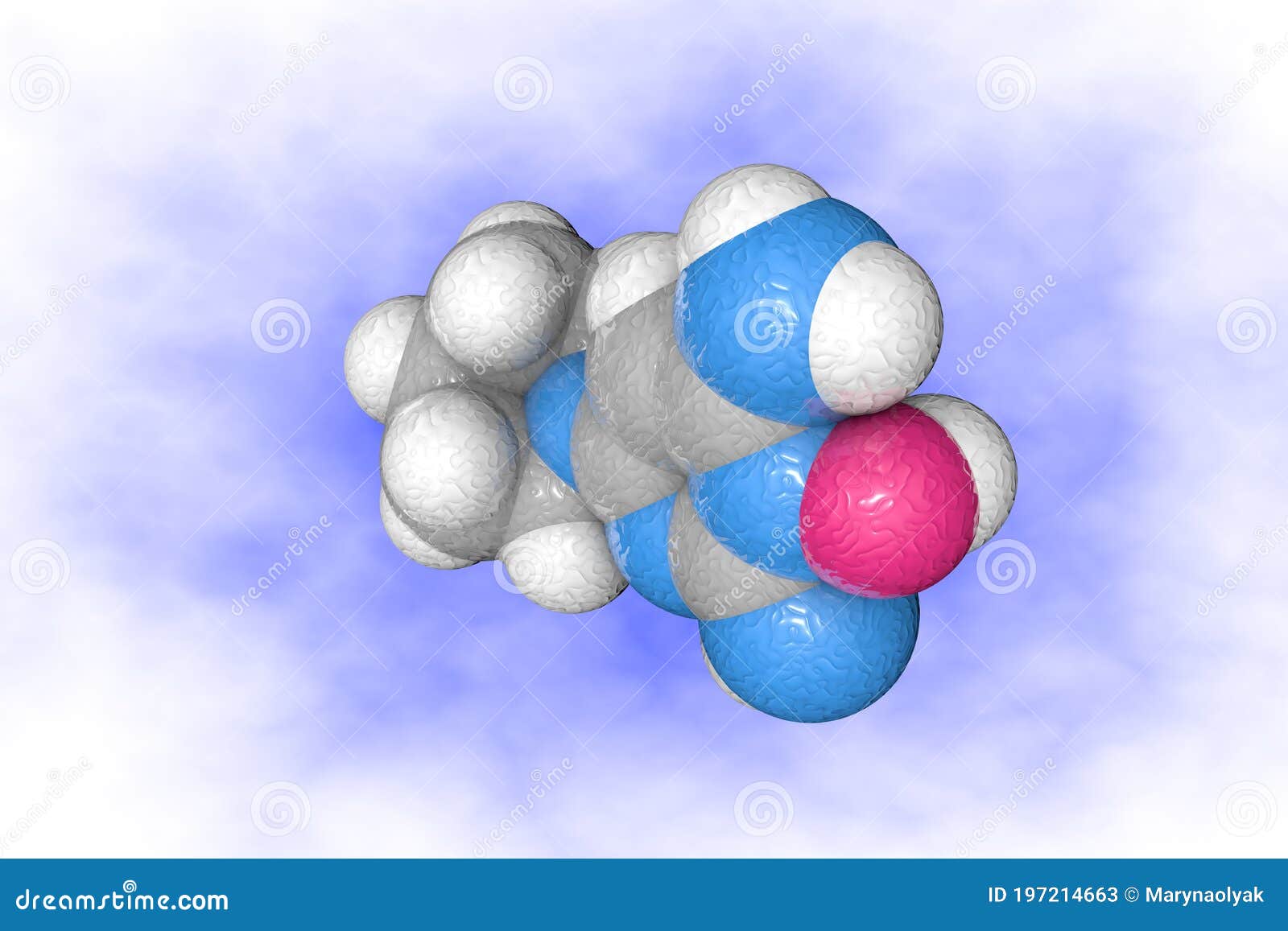 Molecular Model of Minoxidil. Atoms are Represented As Spheres with ...