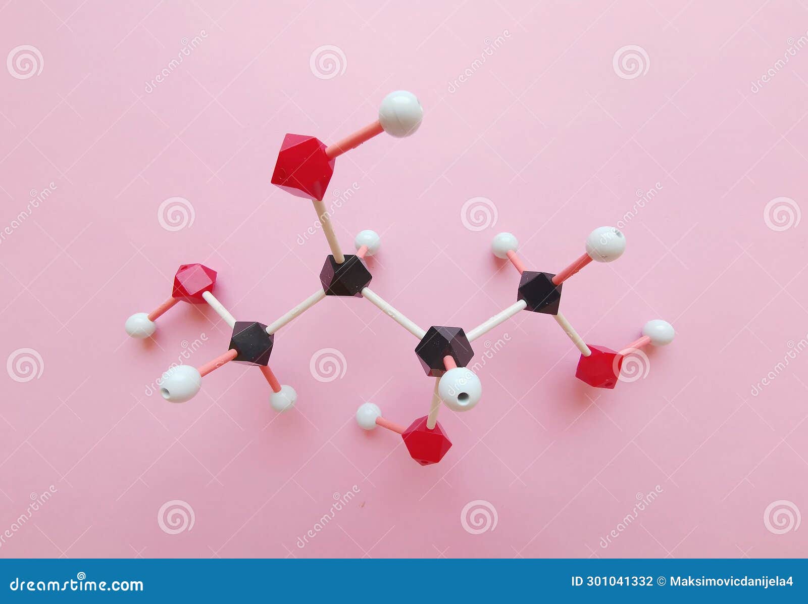 Molecule Of Alcohol On Light Blue Background. Chemical Model Stock ...