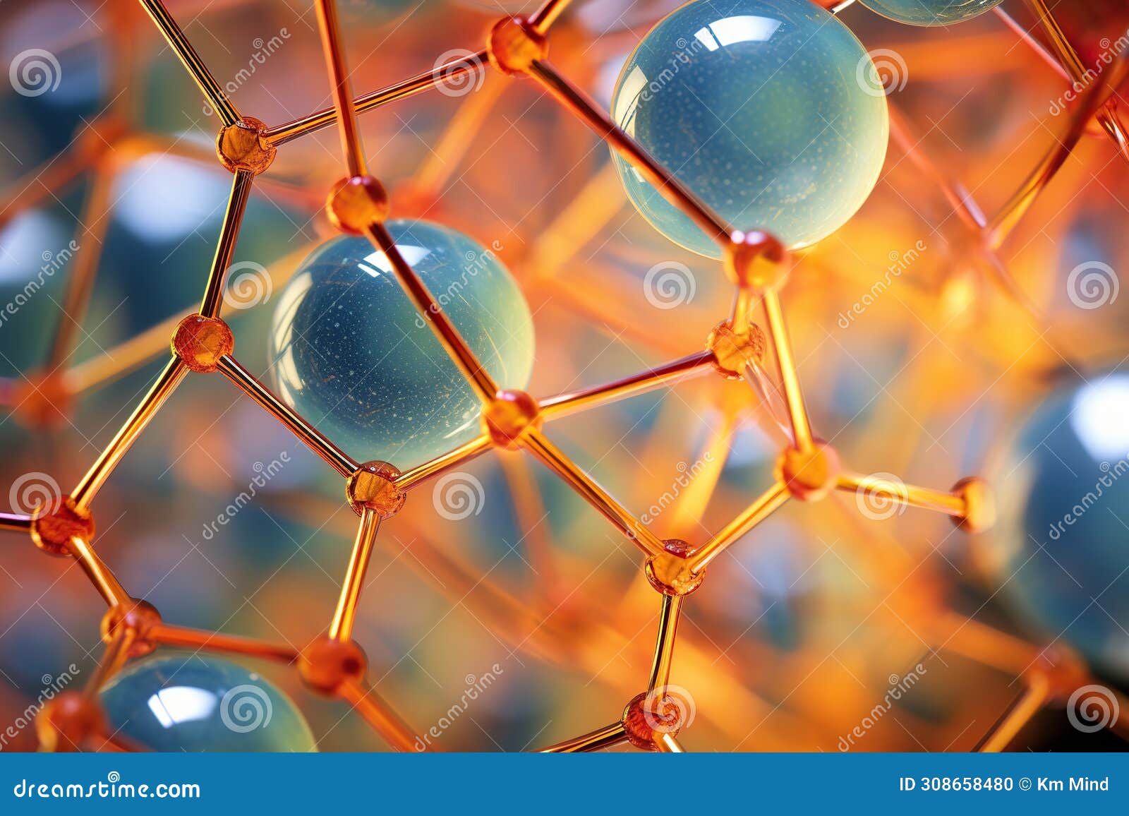 Molecular Structure Model with Glowing Connections. Generative AI Stock ...
