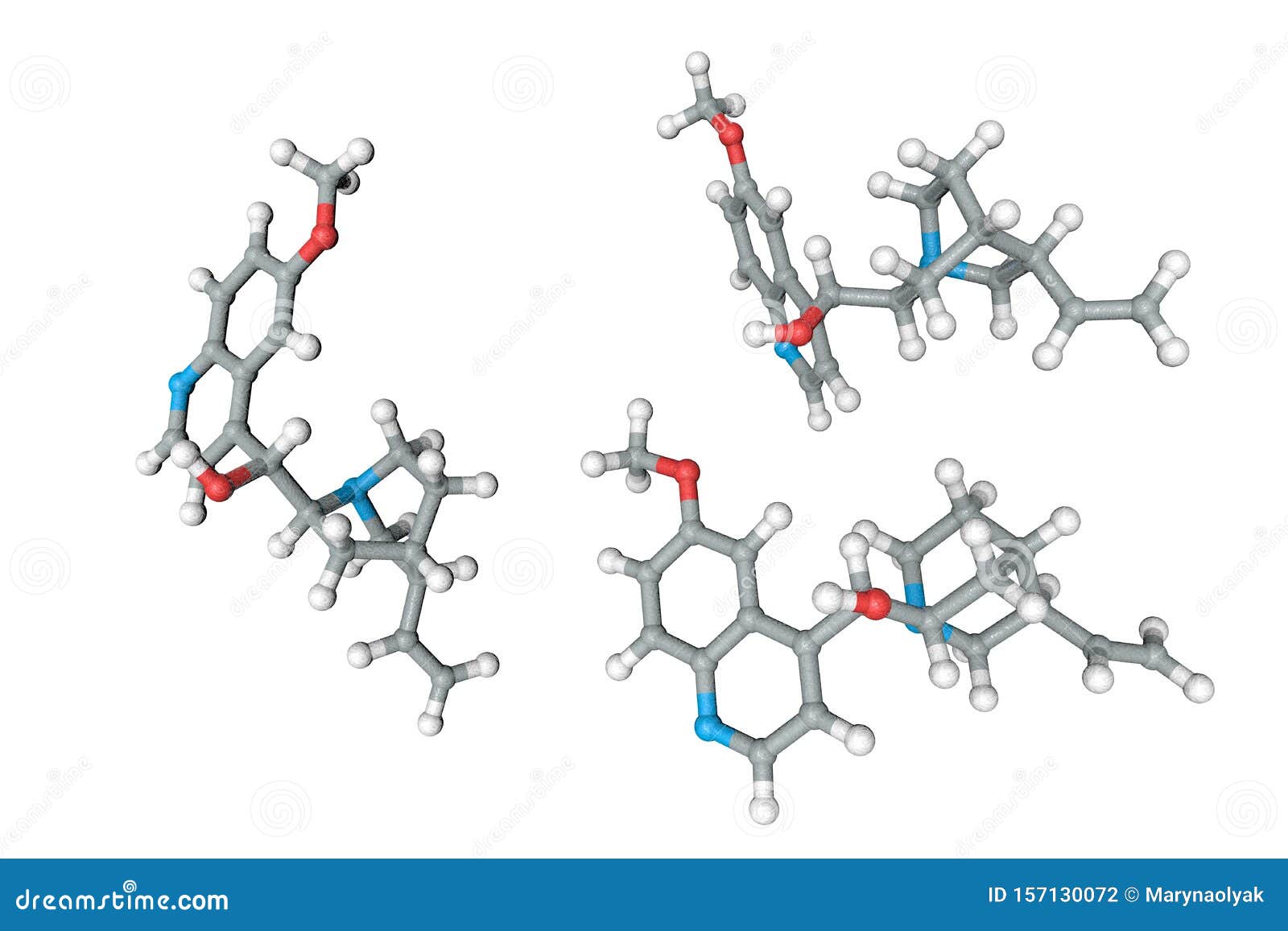 Molecular Structure of Quinine. Atoms are Represented As Spheres with ...
