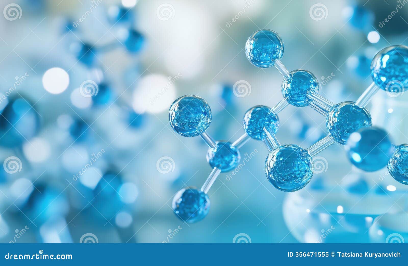 Molecular Structure Representation, Blue Spheres, Interconnected Atoms ...