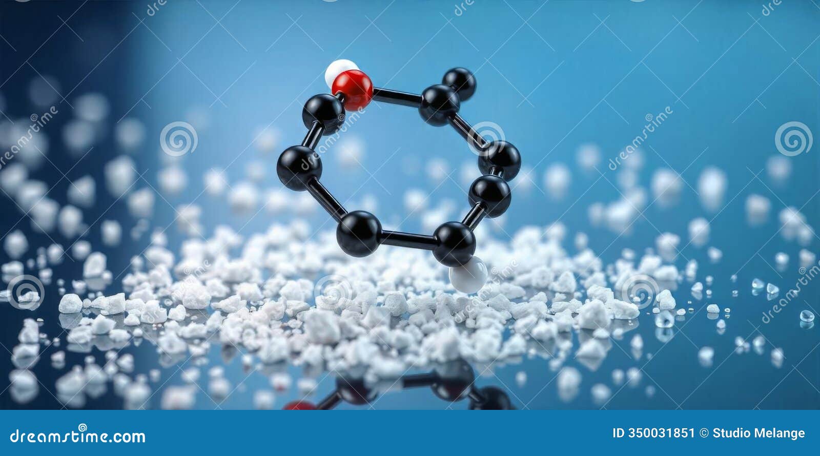 Molecular Structure Representation of a Chemical Compound on a Blue ...