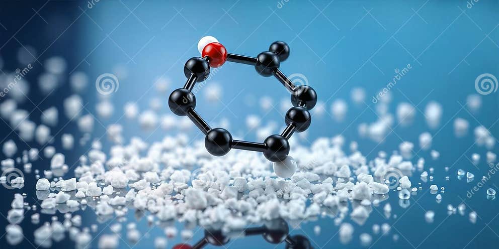 Molecular Structure Representation of a Chemical Compound on a Blue ...