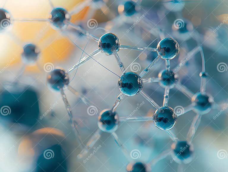 Molecular Structure in a Scientific Visualization with Blue Background ...
