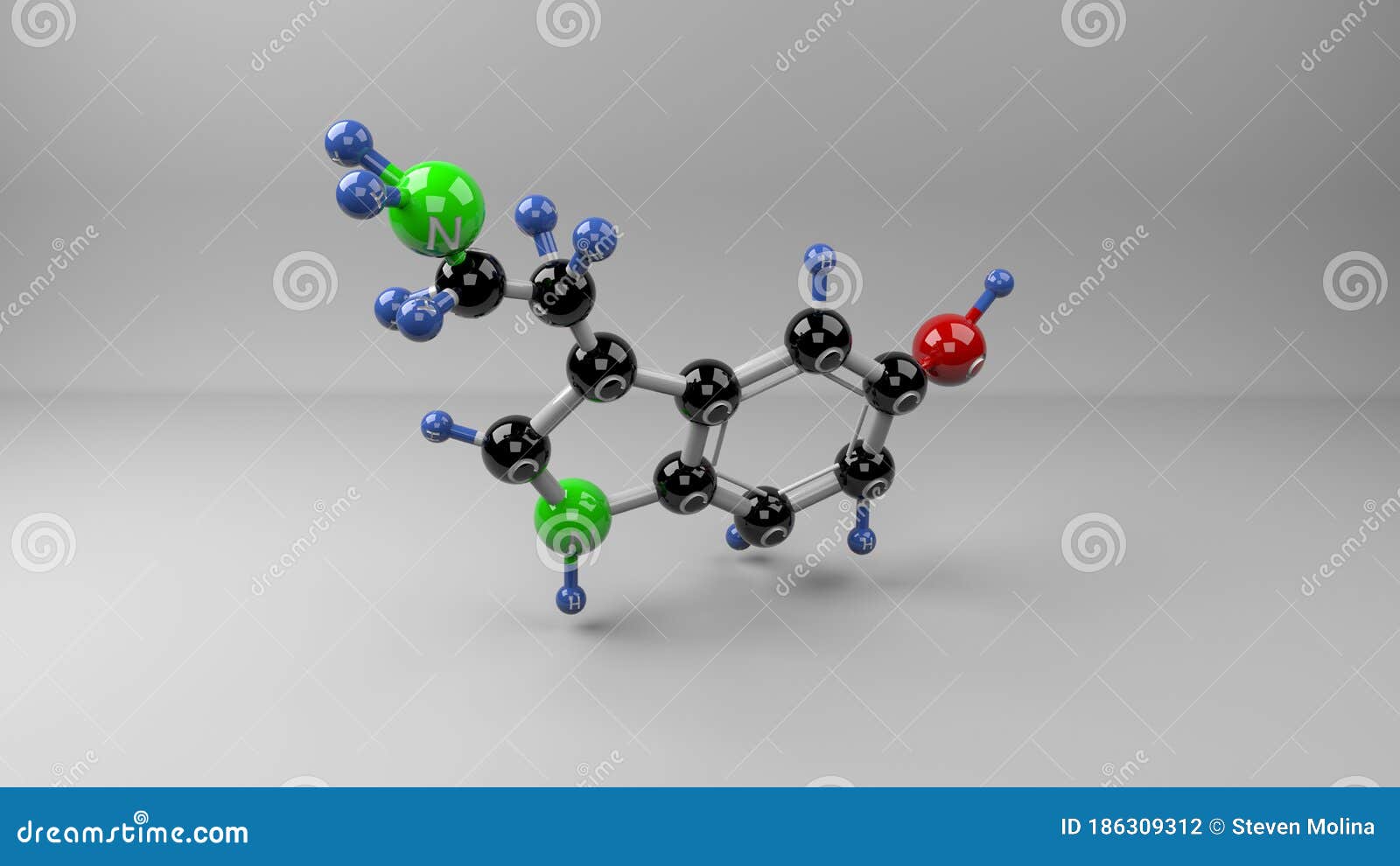 Serotonin 3D Molecule Illustration. Stock Illustration - Illustration ...