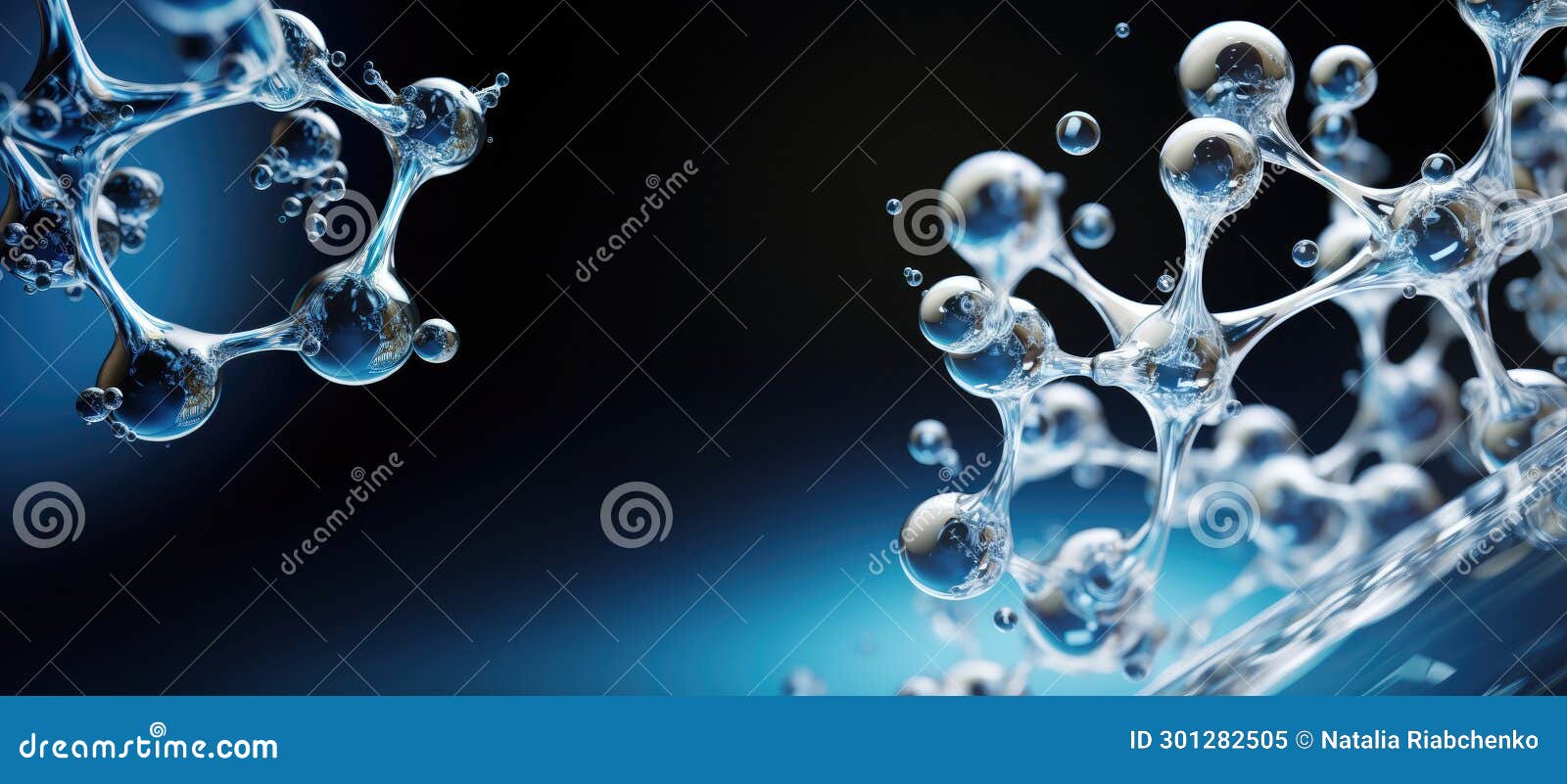 Molecular Structure of Serum on Blue Background with Light Water ...