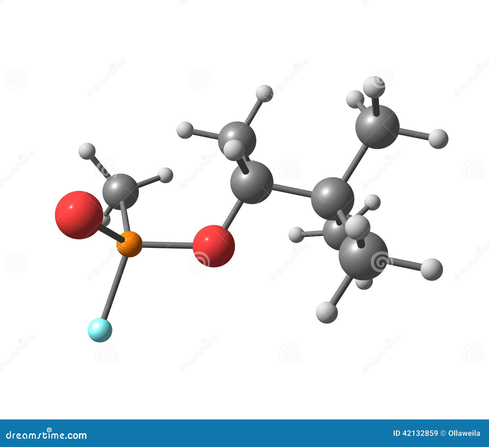 Soman Nerve Agent Molecule (chemical Weapon). Atoms Are Represented As ...
