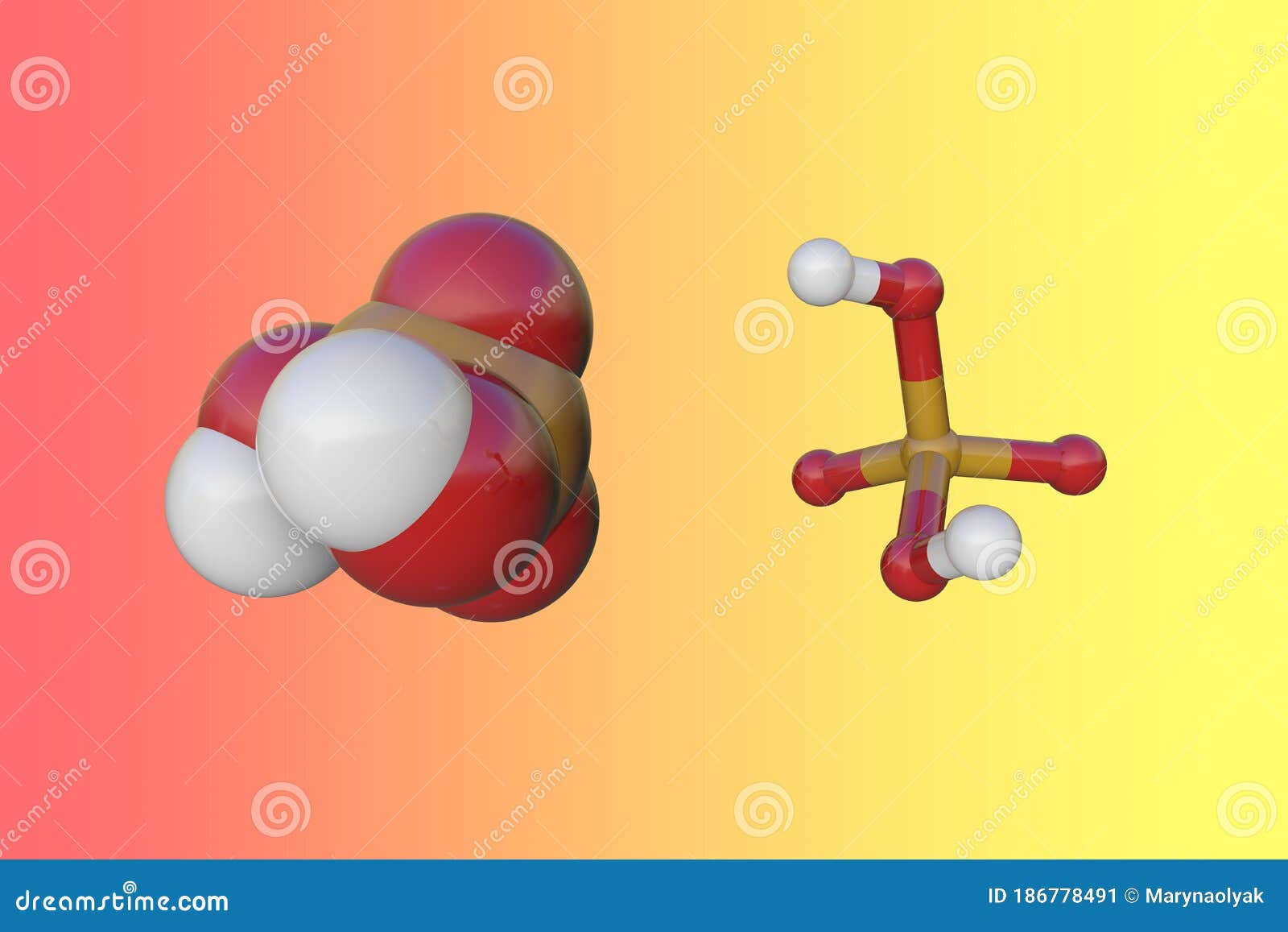 Molecular Structure of Sulfuric Acid. Atoms are Represented As Spheres ...