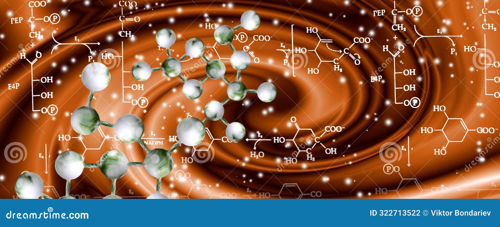 Molecular Structure on Swirling Chocolate Brown Background Stock ...